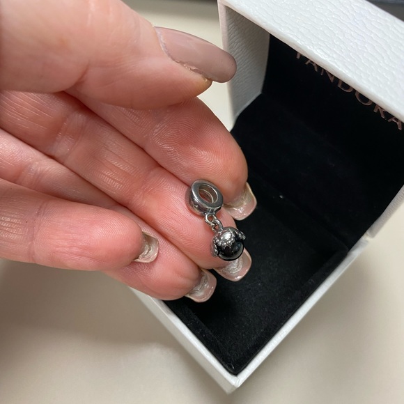 Jewelry | Authentic Silver Onyx Pandora Dangle Charm | Poshmark